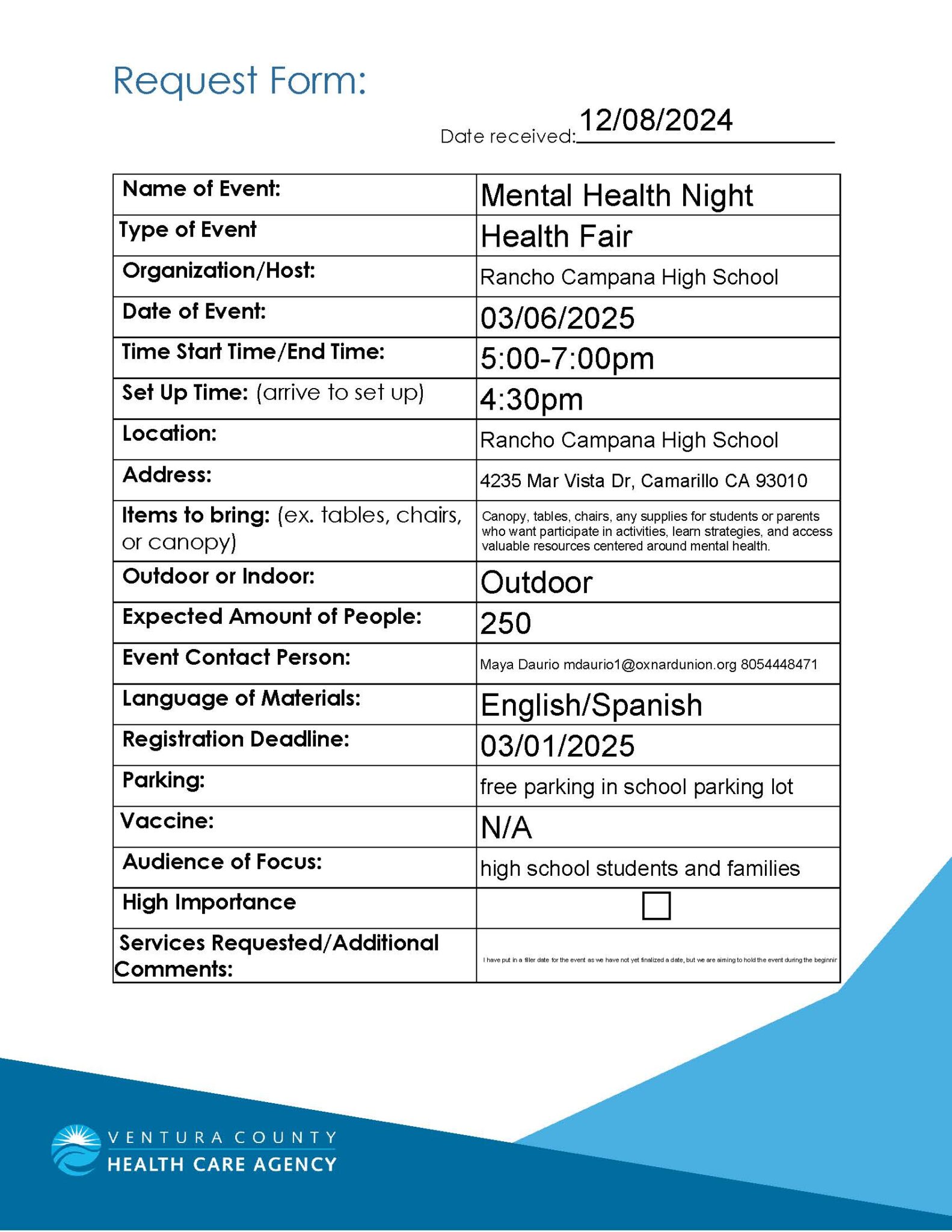 Rancho Campana High School Mental Health Night – Ventura County Health ...